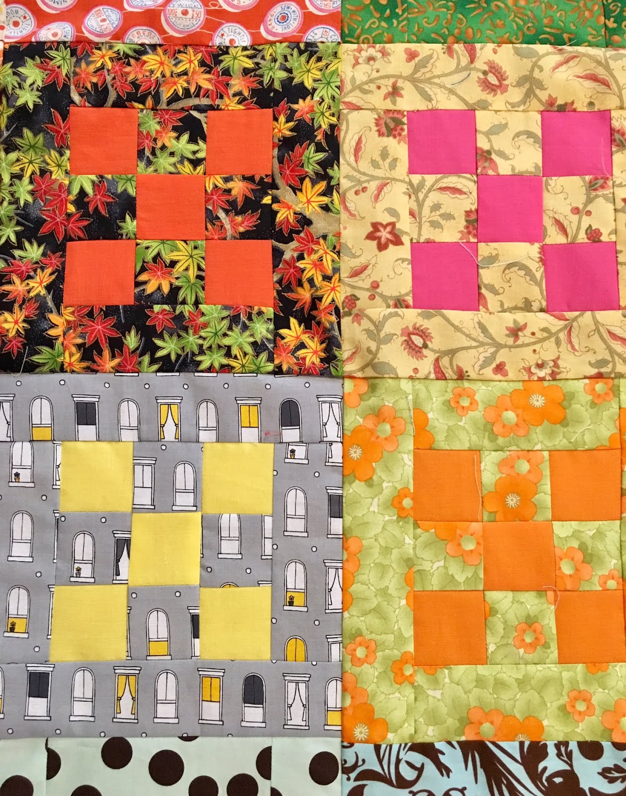 klein meisje quilts: framed nine-patch, top completed