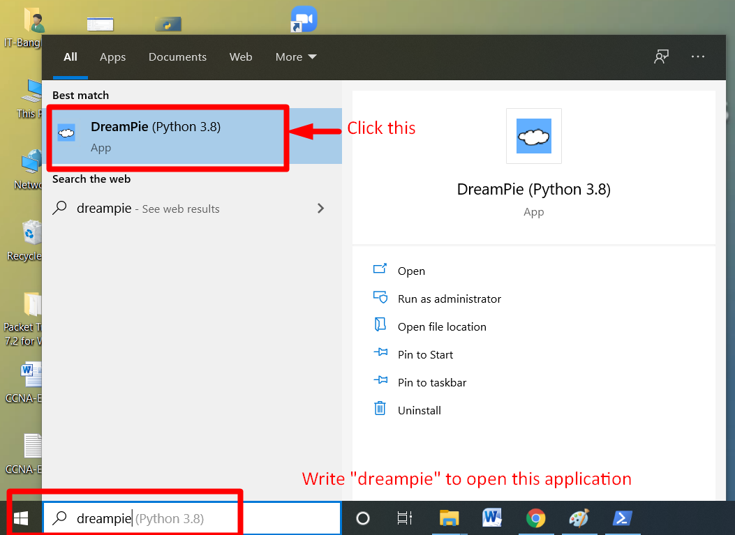 (2) Dreampie installation for python