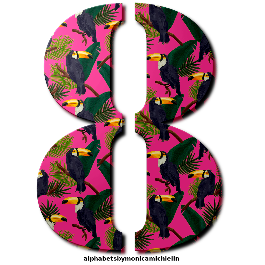 M. Michielin Alphabets: TOUCAN ALPHABET PINK BACKGROUND, NUMBERS, ICONS ...