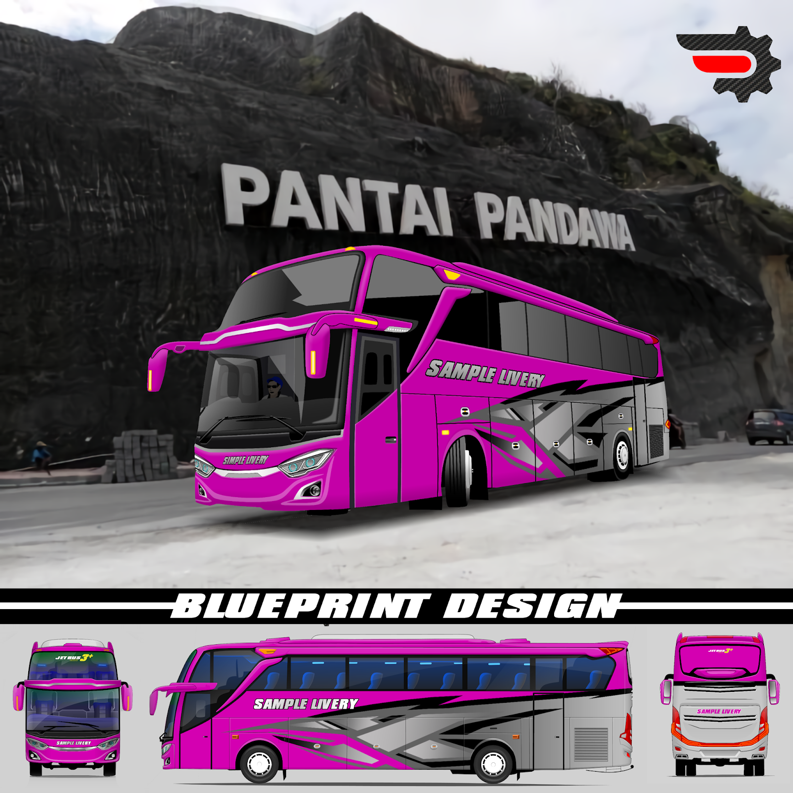 DESIGN LIVERY BUS JETBUS 3 FACELIFT ADIPUTRO REAL BUS - IlhamMaulana