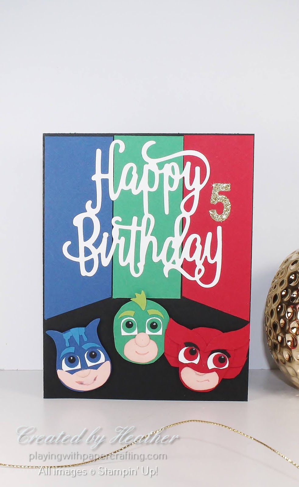 Playing with Papercrafting: PJ Masks Punch Art Birthday Card