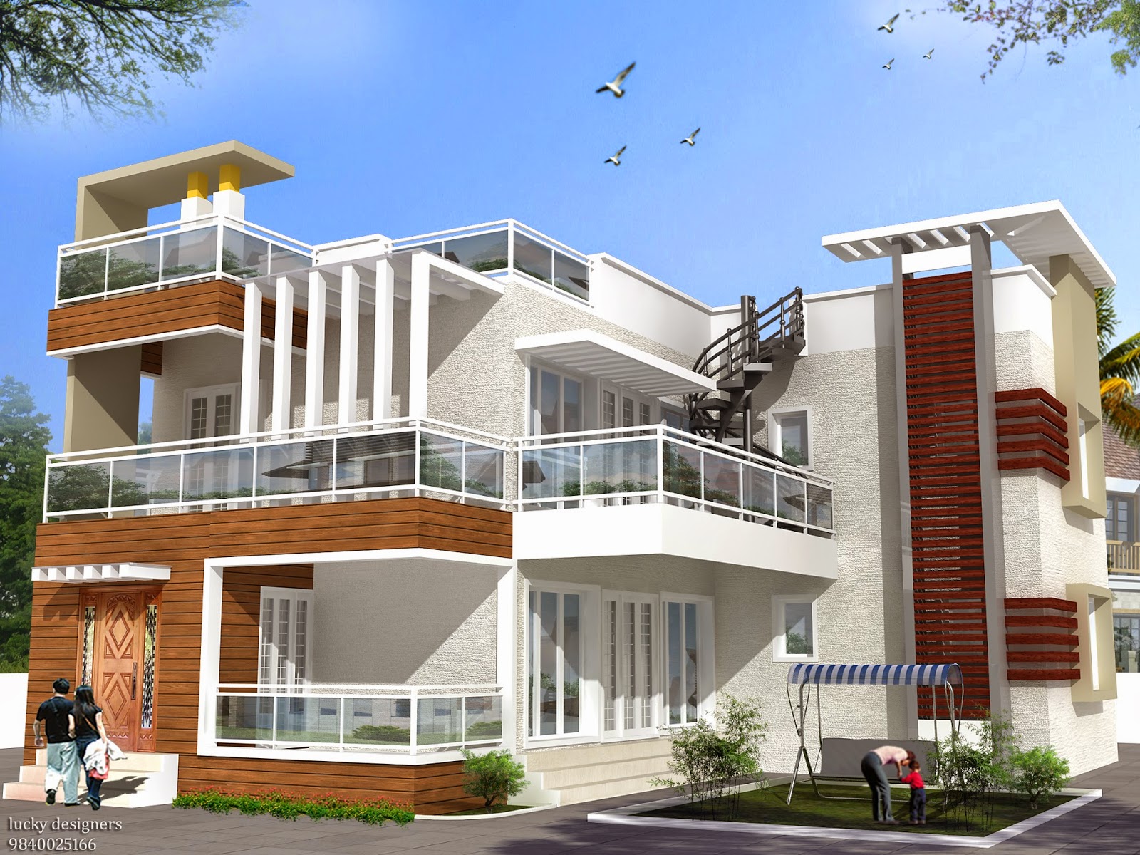 luckydesigners: 3D Elevation Residential Building