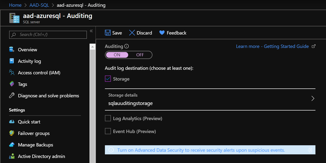 Anupama Natarajan: Data Platform Tips 13 - Auditing on Azure SQL Database