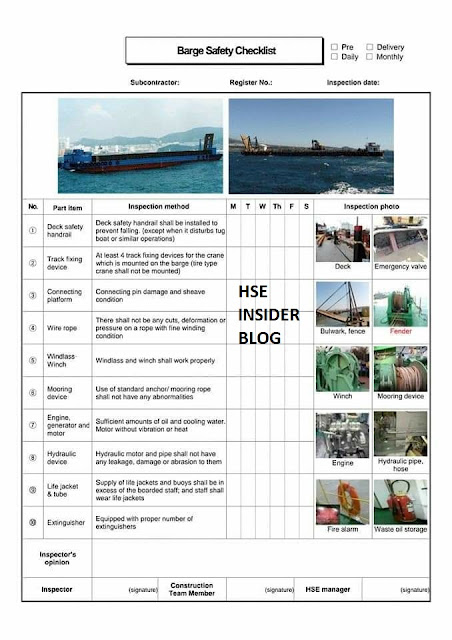 HSE Insider : FLOATING CRANE, BARGE, DREDGER SAFETY CHECKLIST WITH PICTURES
