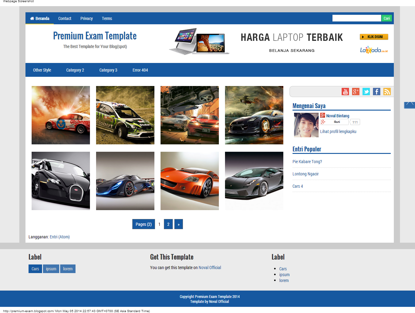 Premium Exam Blogger Template - Noval Official