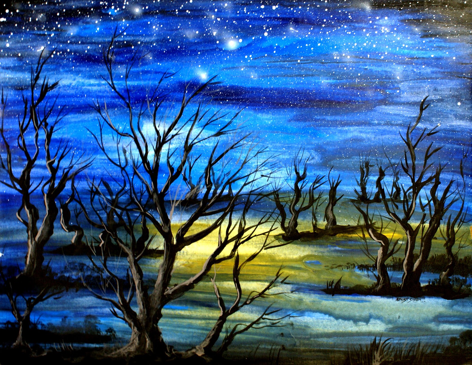 Singh Art Gallery: Night Scene Painting Gallery