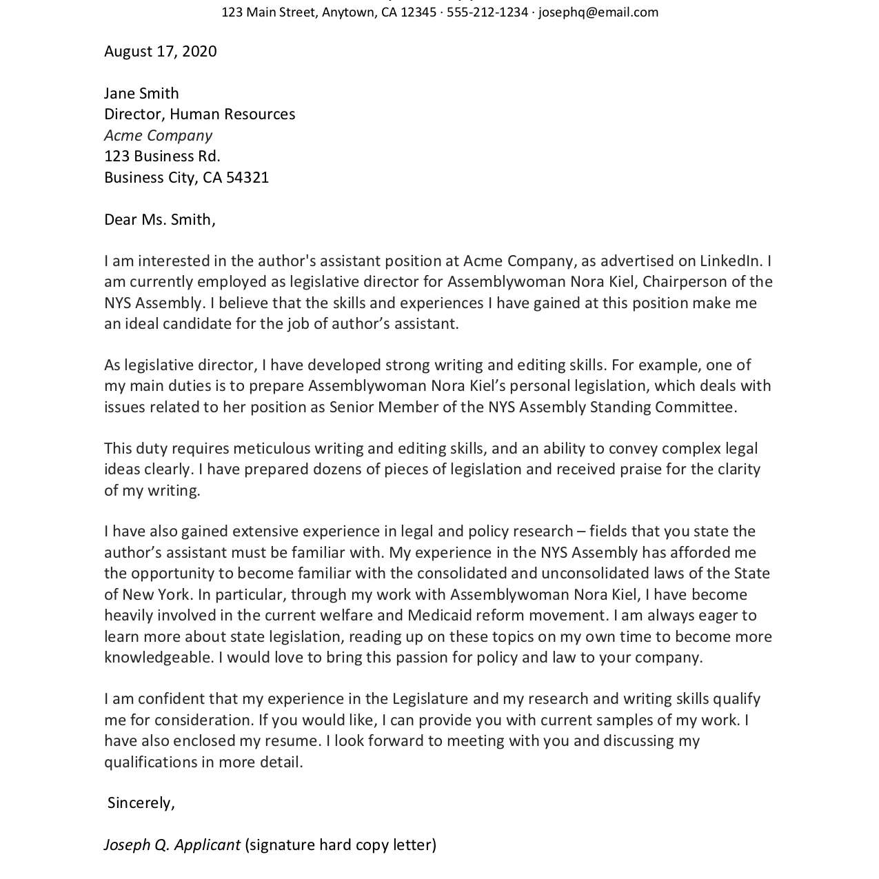 Cover Letter Draft ~ Resume Letter