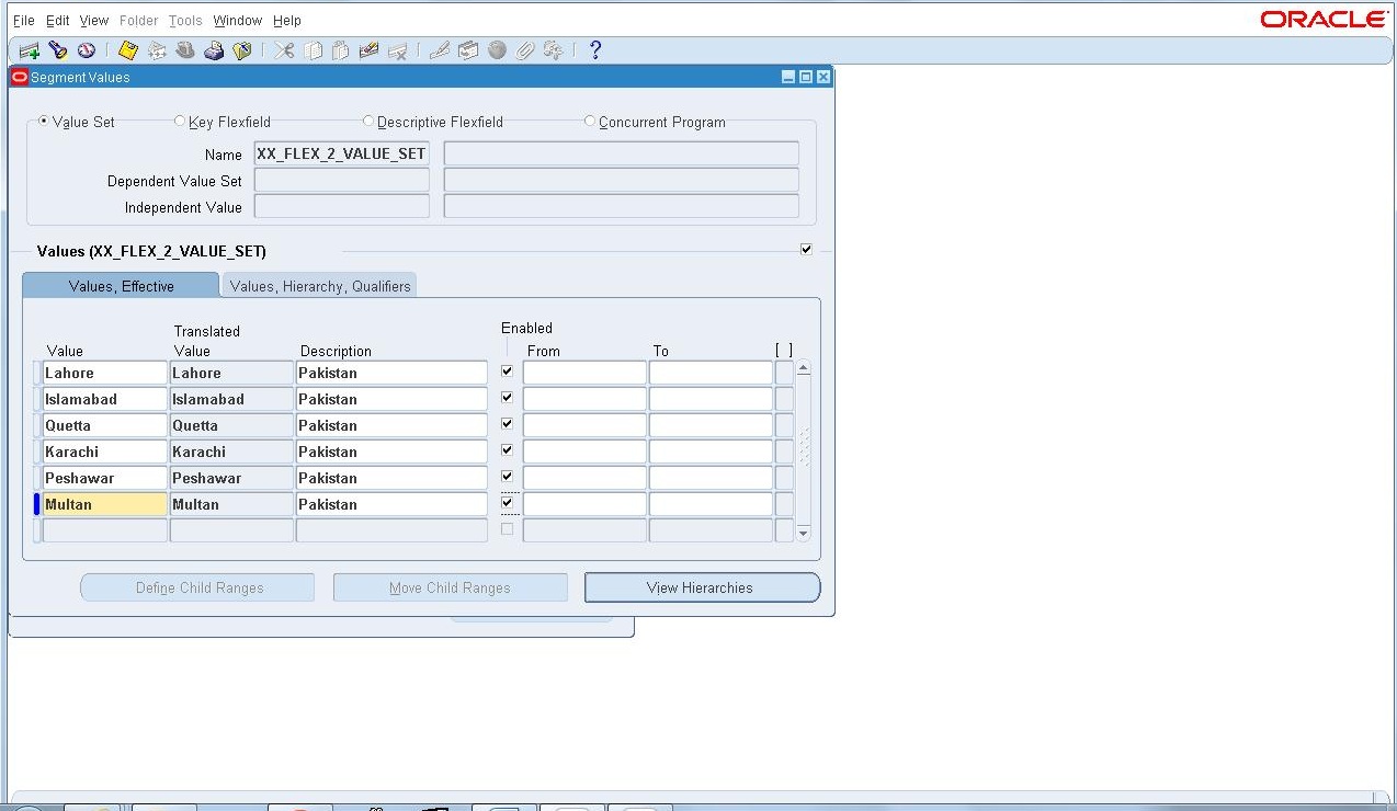 My Oracle World: Using $FLEX$ in Value sets in Oracle