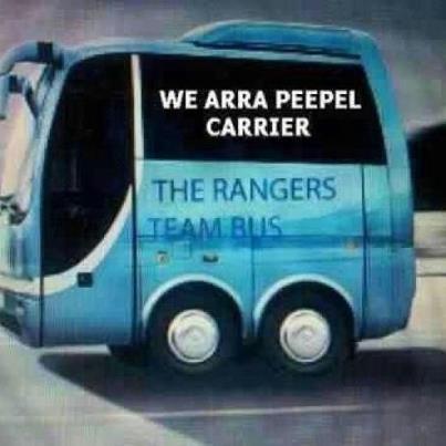 On The Terracing: Rangers Team Bus