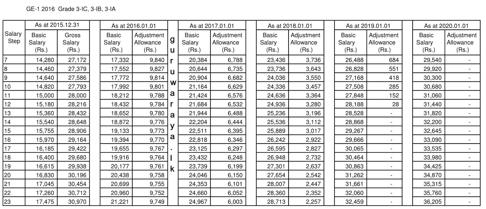 Revision of the Salaries in Public Service - 2016 - Teacher