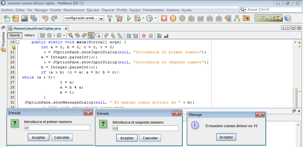 Java dos: Máximo comun divisor