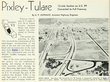 Old US Route 99 through Tipton, Tulare, and Tagus Ranch