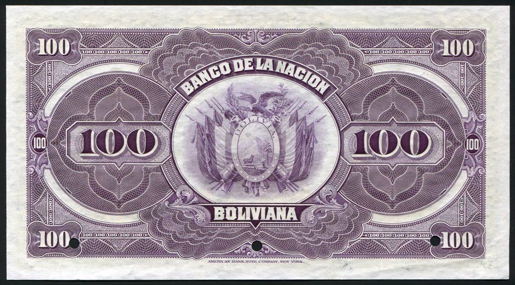 Bolivia $100 Bolivian Bolivianos banknote 1911 Mercury|World Banknotes ...