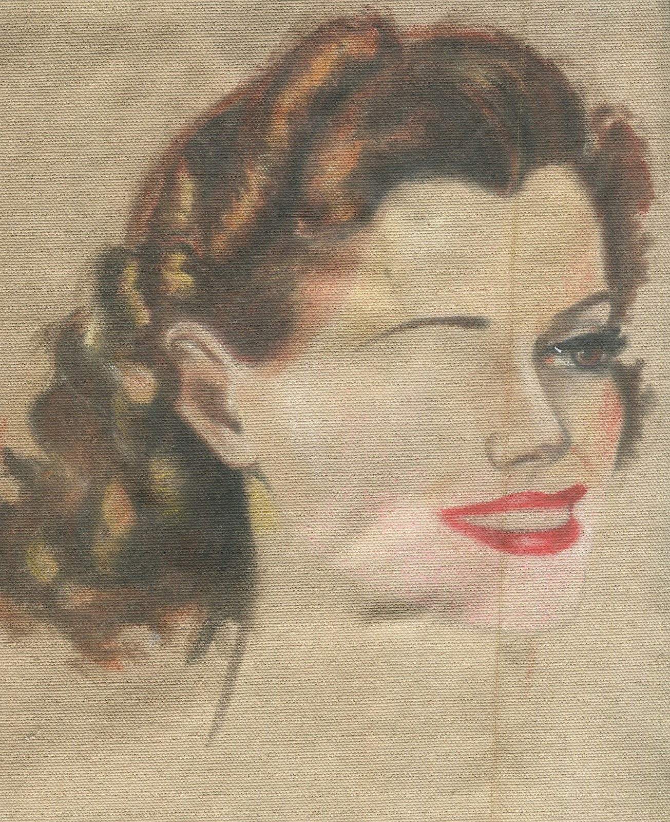 Dull Tool Dim Bulb: Woman with One Eye Oil Painting