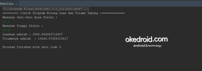 Contoh Kegiatan Menghitung Luas Dan Volume Tabung Di Java - Belajar Java Dengan Mudah