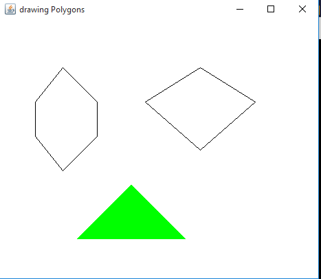 10) Drawing three different Polygons on screen.