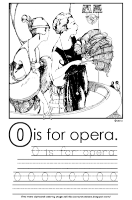 Crayon Palace: "O is for opera" alphabet coloring page
