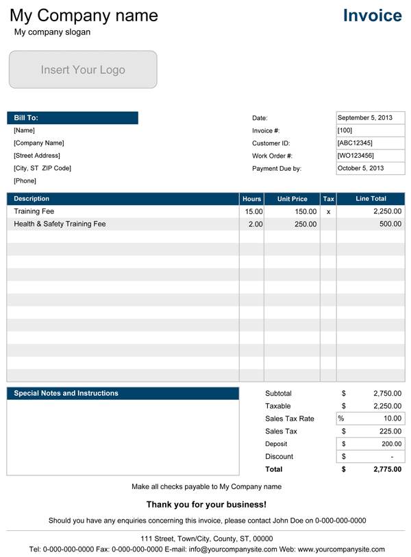 Invoice For Personal Services - Invoice Template