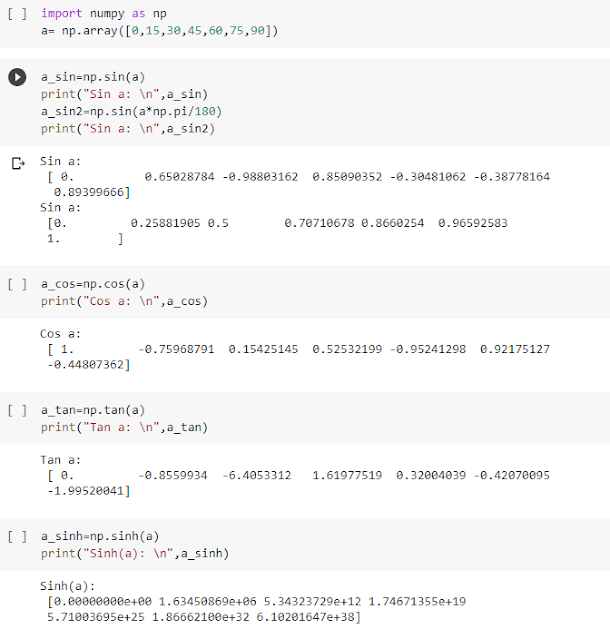 Numpyda Matematiksel Fonksiyonlar