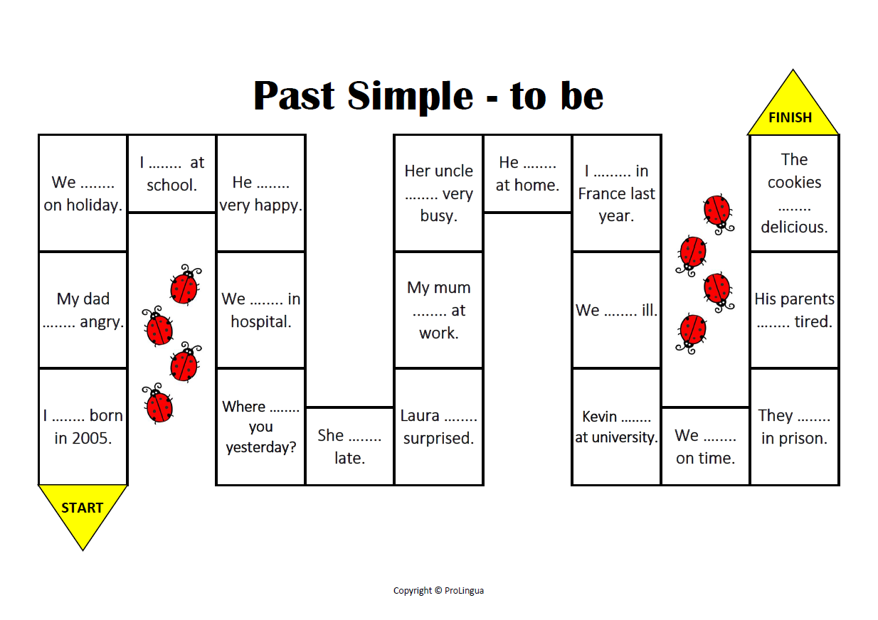 ProLingua szkoła językowa: Past Simple - to be: board game