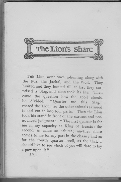 Storytelling + Research = LoiS: The Lion's Share (Aesop) - Keeping the ...