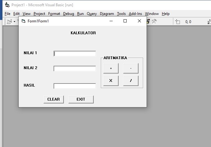 LANGKAH LANGKAH MEMBUAT PROGRAM KALKULATOR DI VISUAL BASIC 6.0