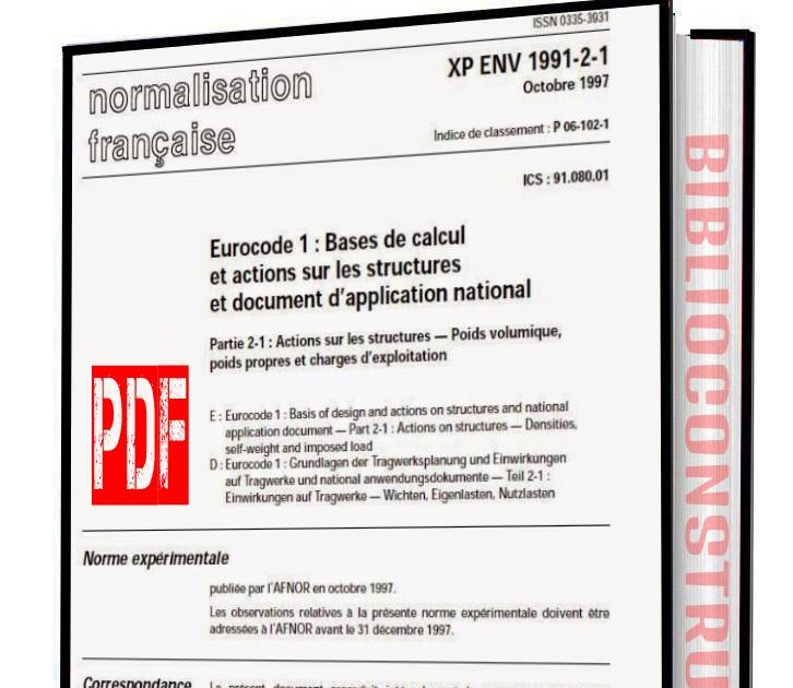 Eurocode 1 : Partie 2-1 : Actions sur les structures — Poids volumique ...