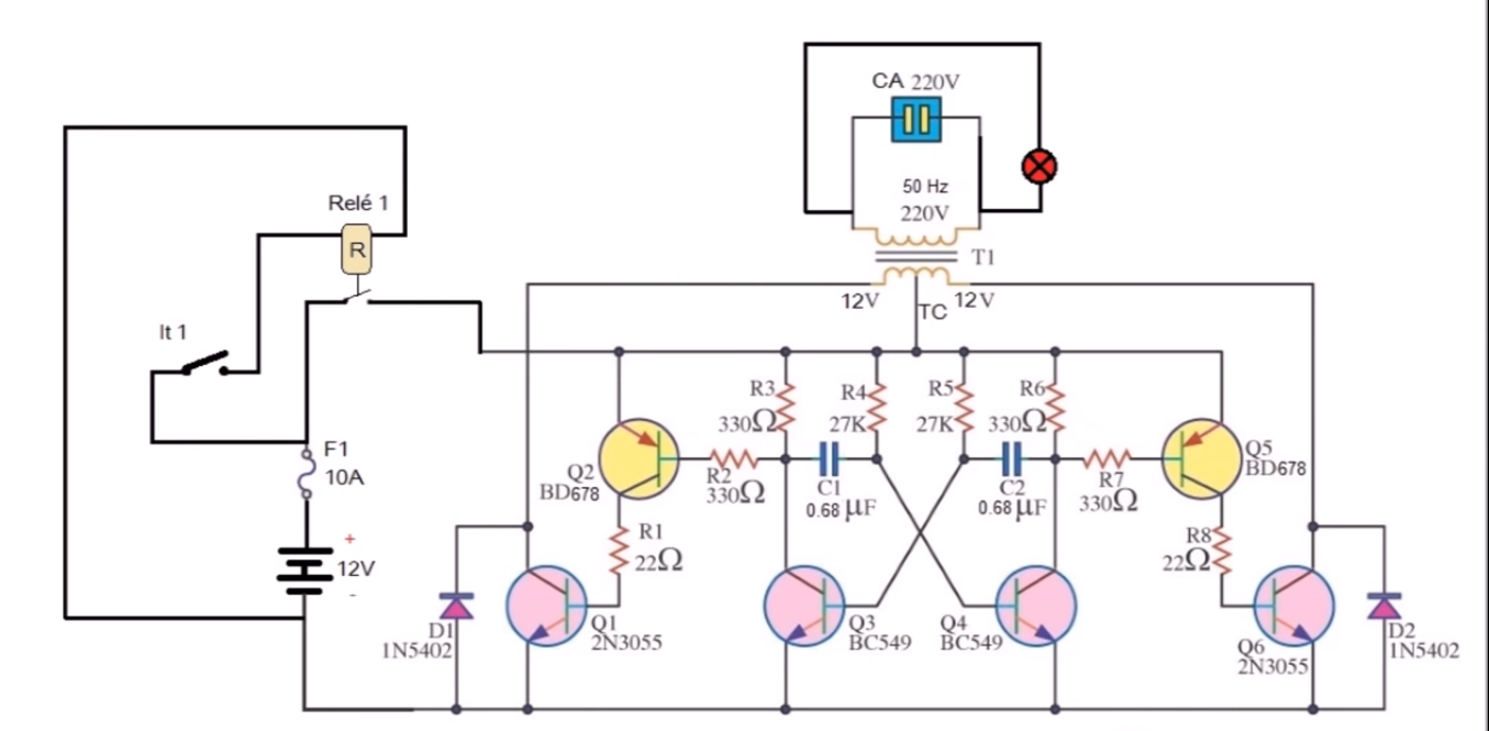 Cómo fabricar un inversor de voltaje DC/AC de 12v a 220v