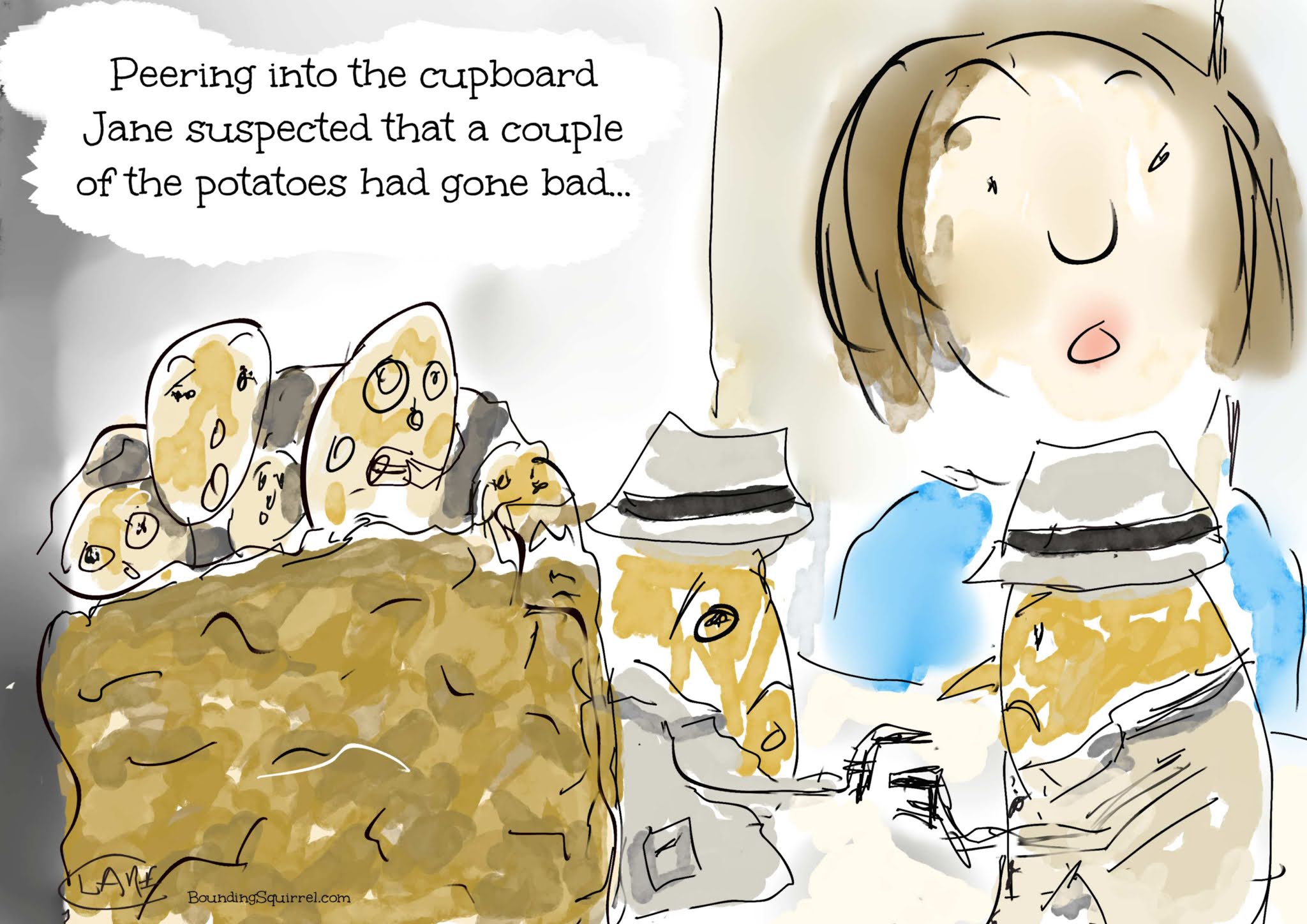 BoundingSquirrel-Watercolour Art by Clare Walker: Day 84/100: "Potatoes ...