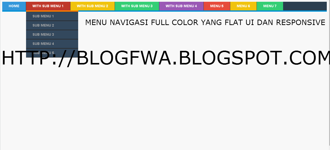 Membuat Menu Navigasi Full Color yang Flat UI dan Responsive ...