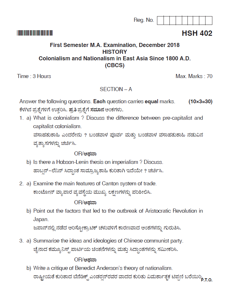 Mangalore University MA HISTORY (CBCS) First Semester HSH 402 ...