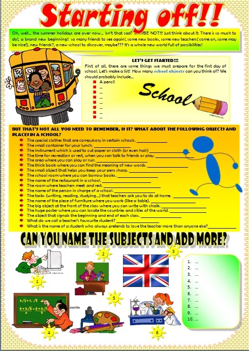 English stuff ESL: BACK TO SCHOOL I (elementary)