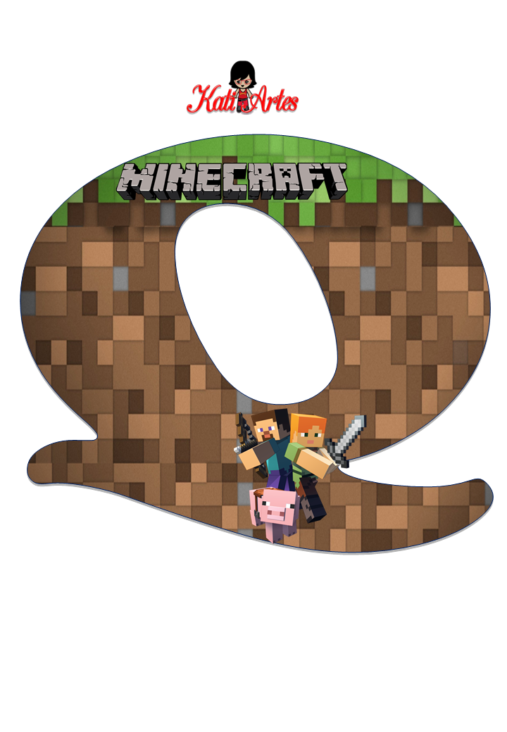 Molde de letras e números Minecraft para imprimir - Festa Free