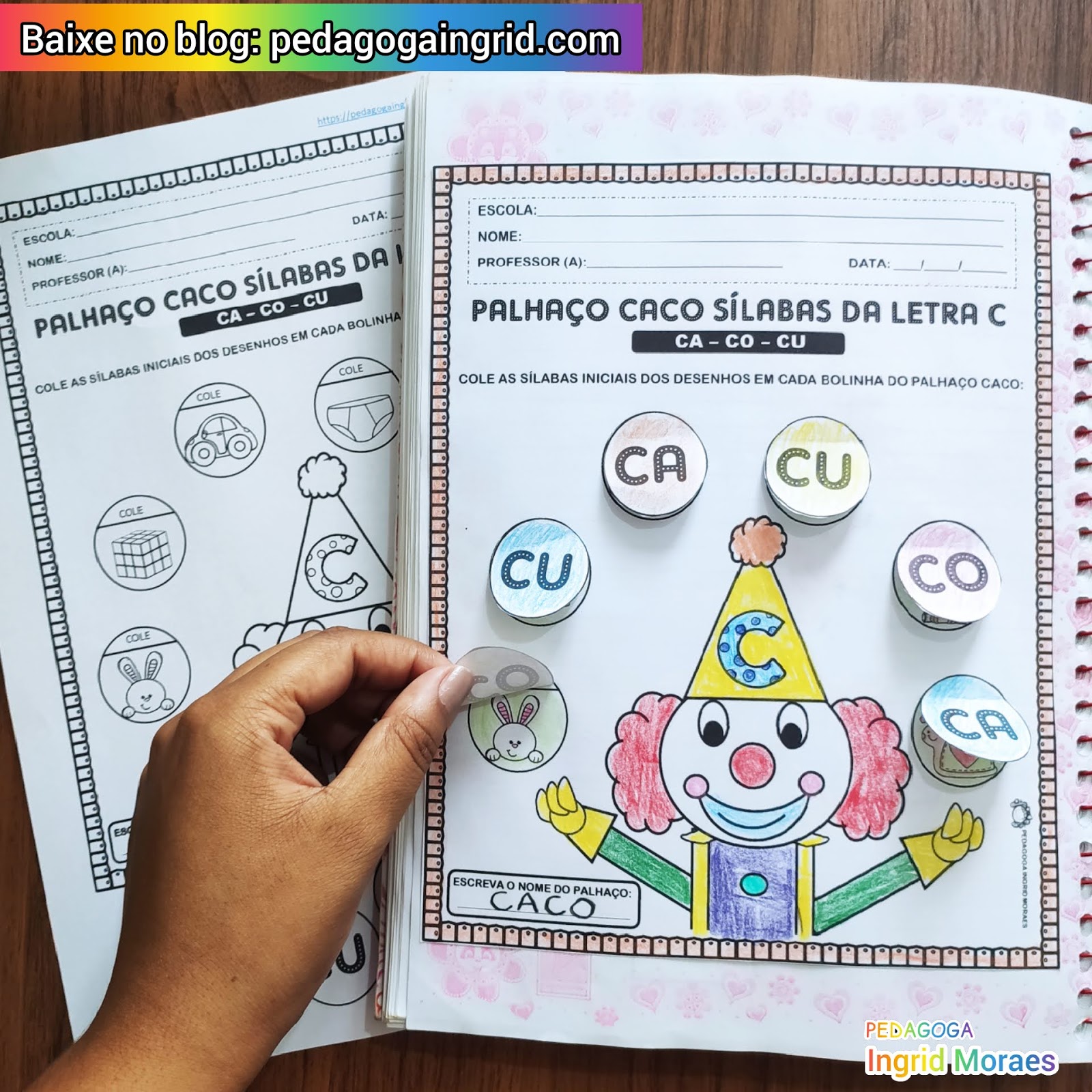 ATIVIDADE PALHAÇO CACO SÍLABAS DA LETRA C