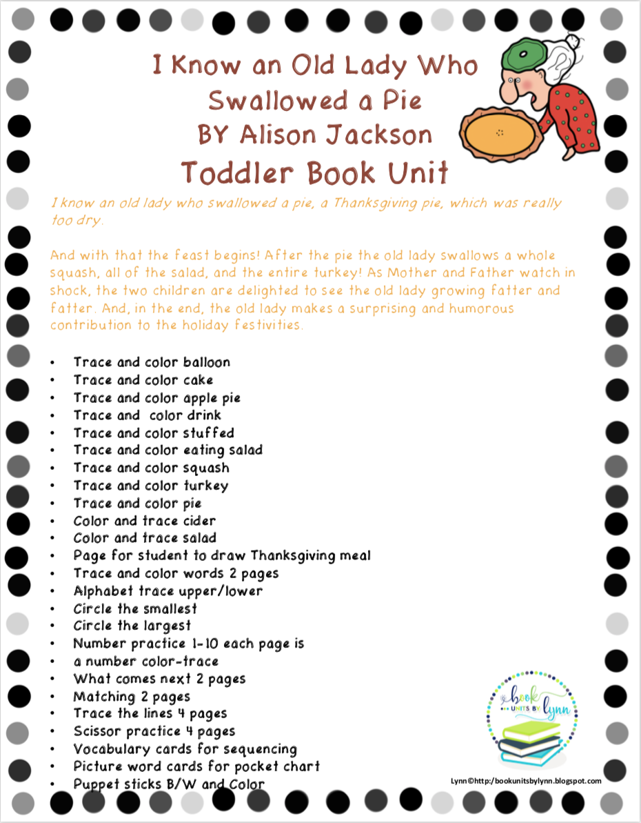 I KNOW AN OLD LADY WHO SWALLOWED A PIE ~ Book Units by Lynn