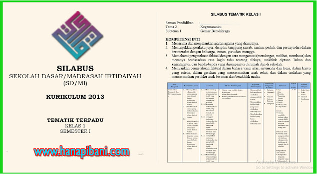 √ √ Silabus Kelas 1 K13 2021/2022 Format 9 Komponen
