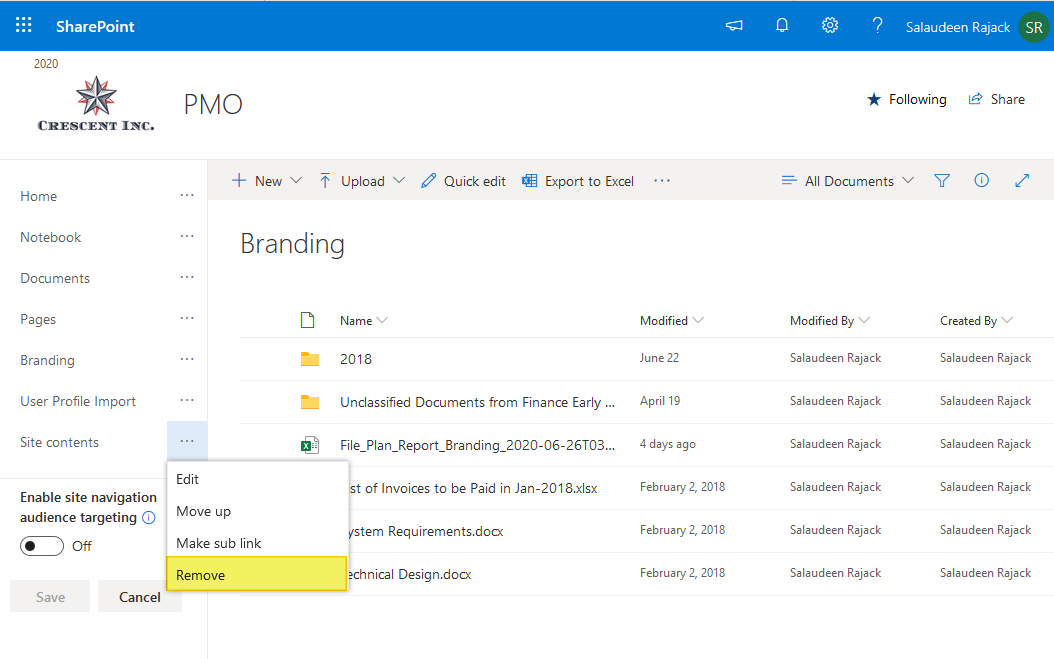 SharePoint Online: Hide Site Contents Link from Quick Launch - SharePoint Diary