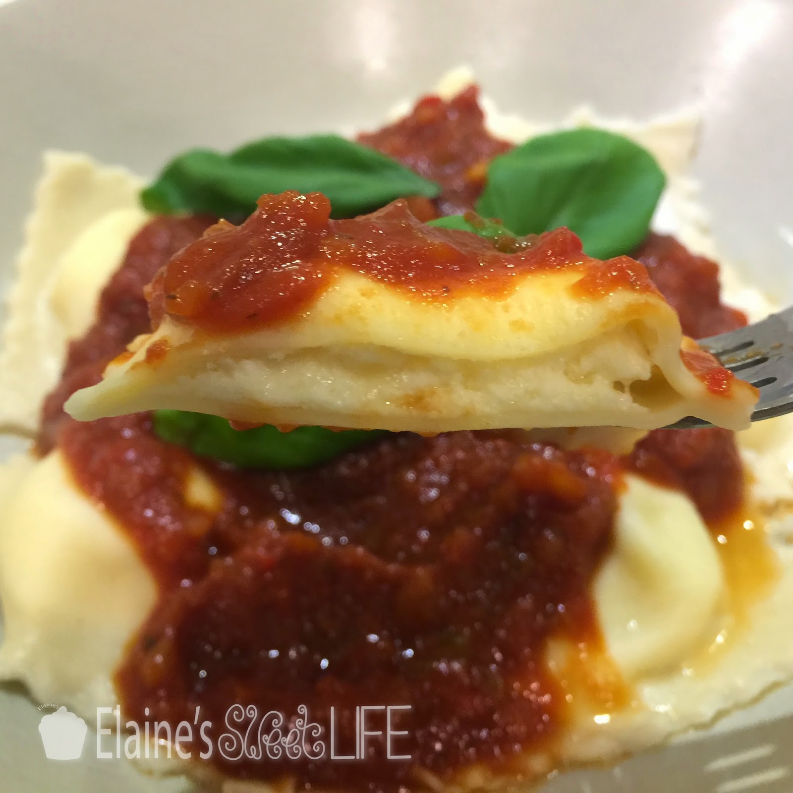 Elaine's Sweet Life: Four Cheese Ravioli with Tomato Sauce - from ...