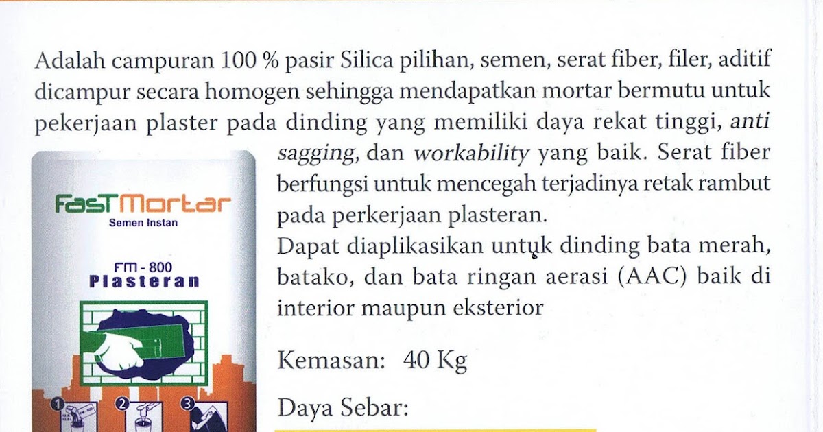 BROSUR, SPESIFIKASI DAN KEUNGGULAN FM-800 PLASTER DINDING PREMIUM ...