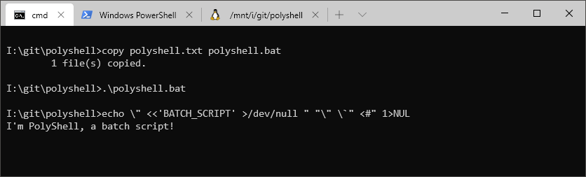 Polyshell A Bashbatchpowershell Polyglot