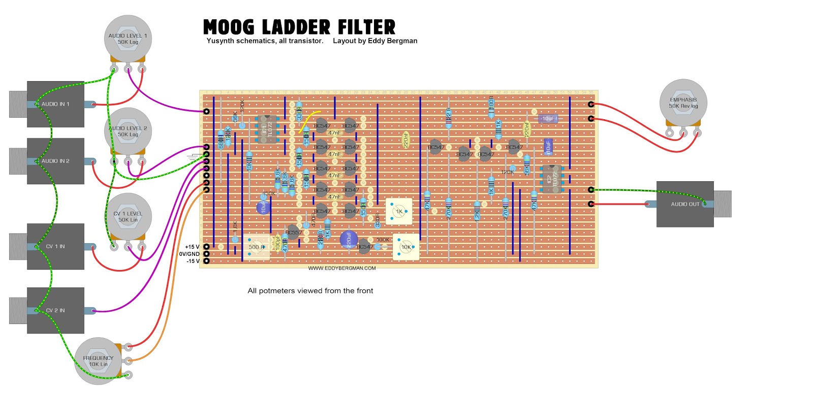 Eddy Bergman.com: Synthesizer Build part-7: THE MOOG LADDER FILTER.