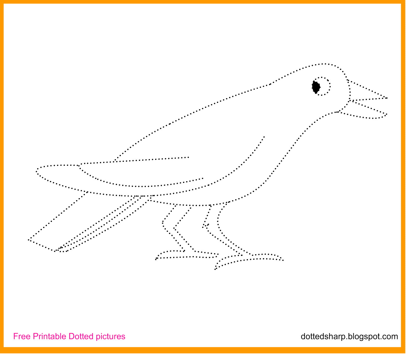 Free Dotted Printable for kids: Dotted Crow drawing