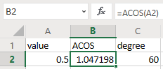 Excel - ACOS function
