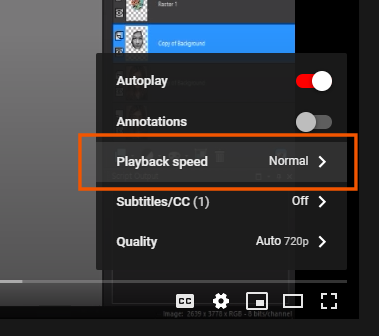 Slow Down Playback Speed in Youtube