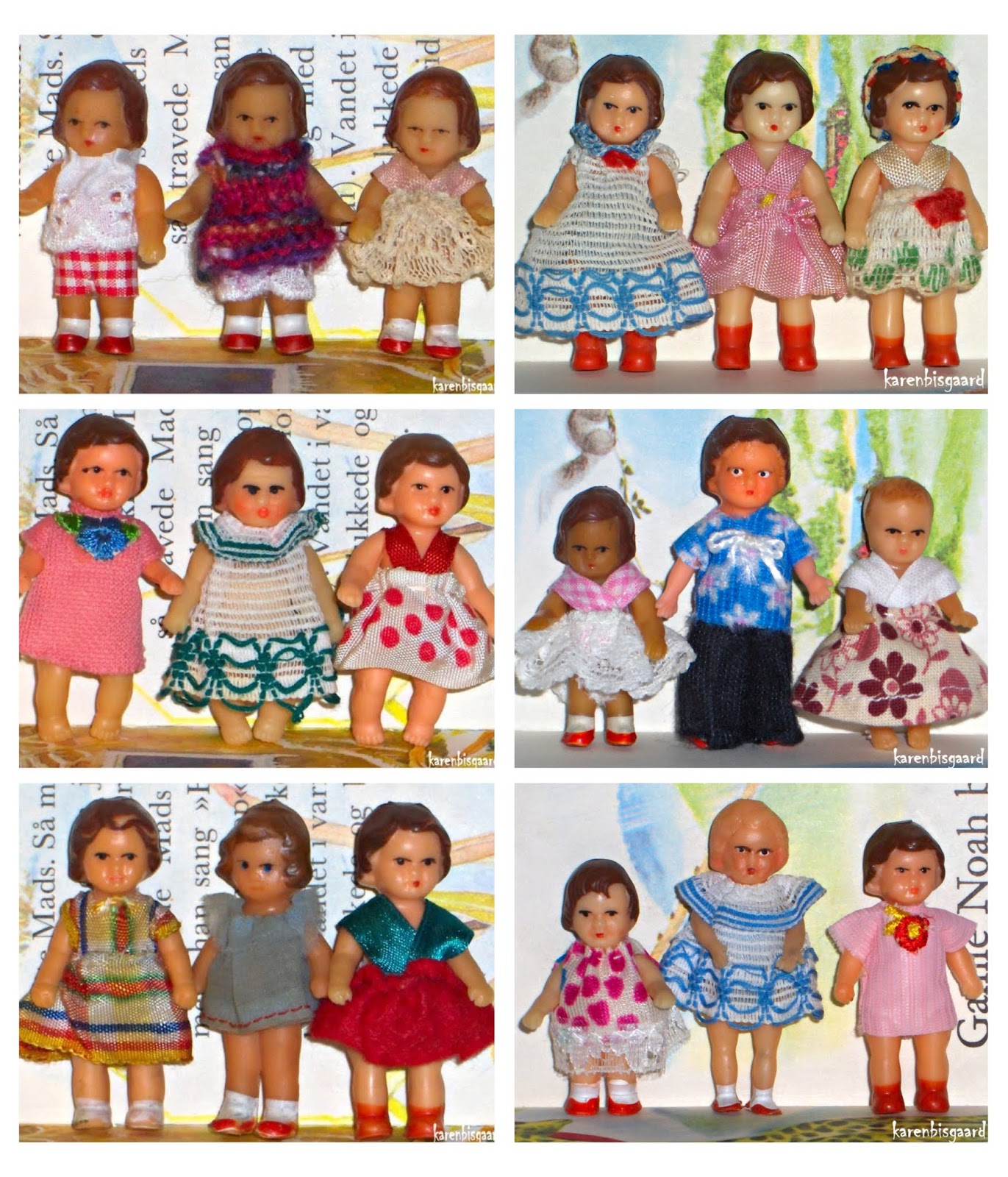 Karen`s Vintage Dolls Photography.: Tiny Ari Dolls Collection 5 cm high.