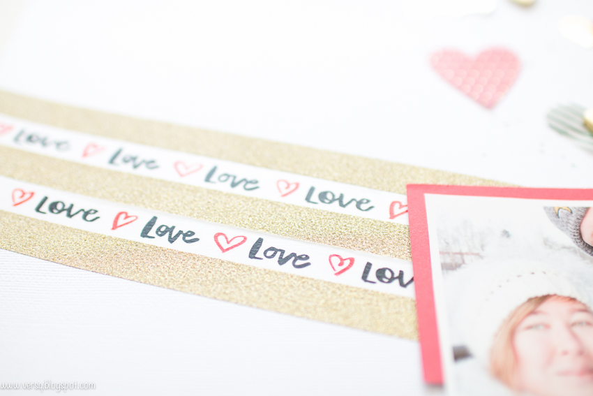 Hello love - a layout with washi tape - V-tyylillä