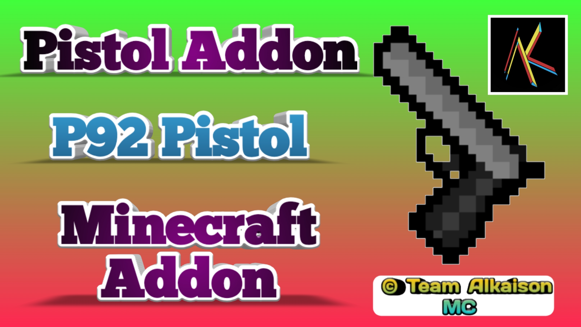 Pistol Addon P92 Pistol Minecraft Addon