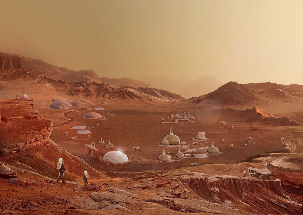 Mars colony illustrations by Luis Peres | human Mars