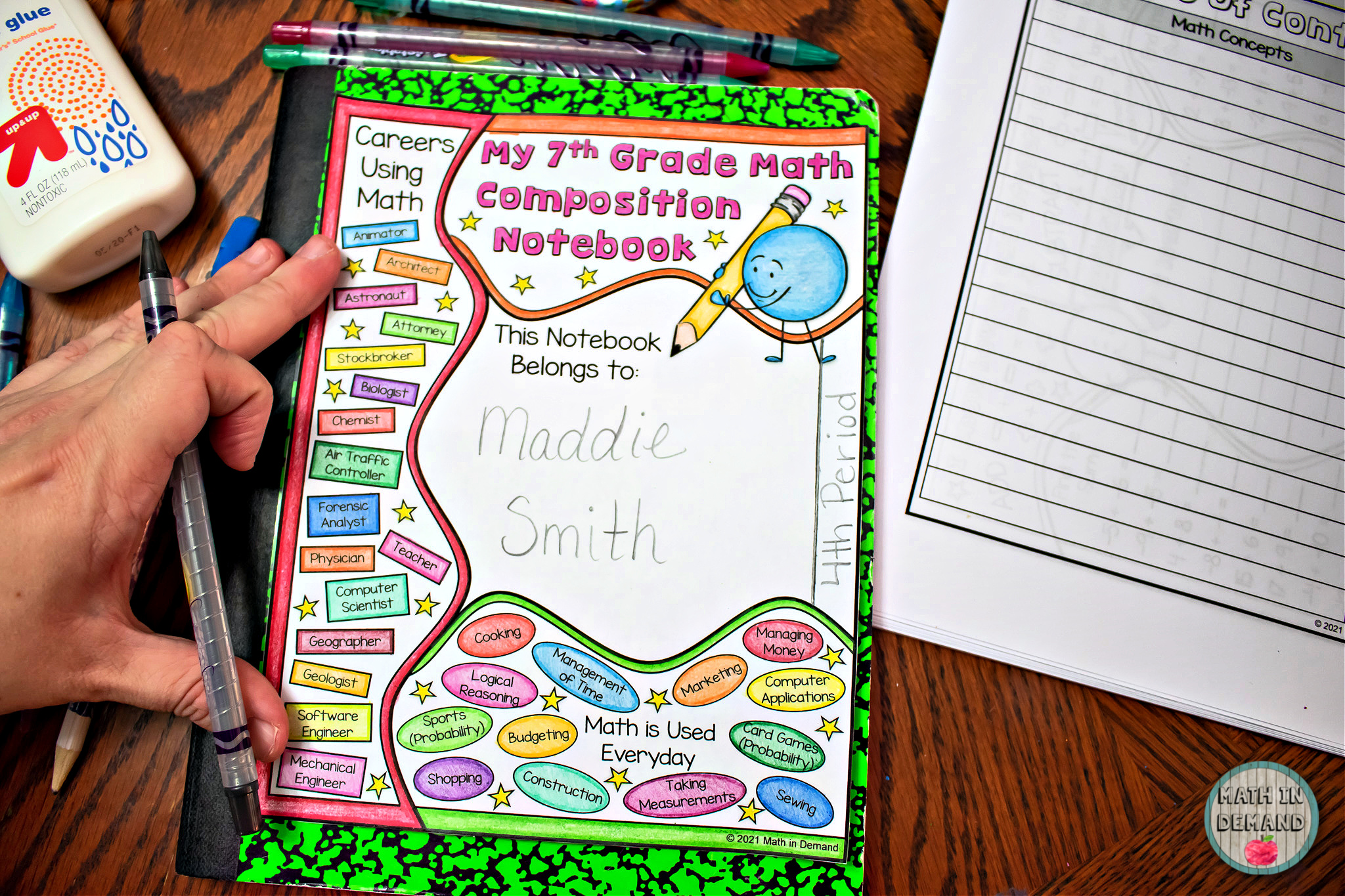 Math in Demand: 7th Grade Math Composition Notebook