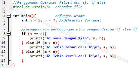 Source Code Penerapan Operator Relasi pada C++ | Kajian Informasi